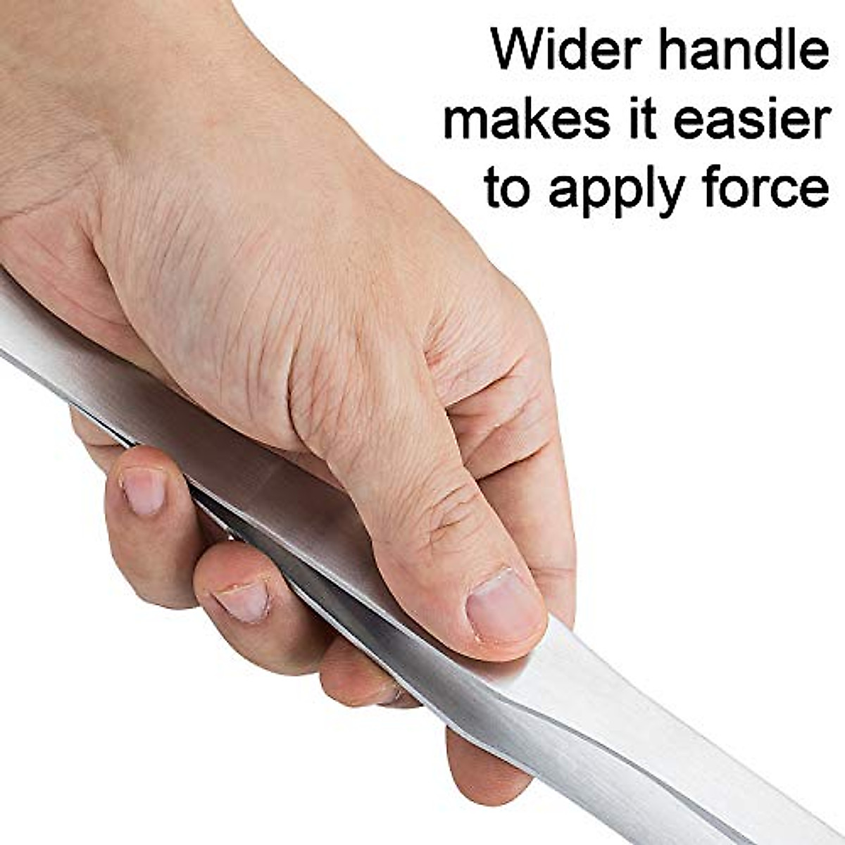 OIIKI 15 inch Curved Aquarium Tweezers, Stainless Steel Polished Tongs Tweezers with Precision Serrated Tips for Garden, Kitchen, Indoor & Outdoor