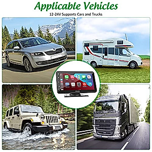 Carpuride W707 2023 Newest 7 Inch Screen Portable Wireless Apple Carplay & Android Auto, Car Radio Receiver Mp5 Player with Mirror Link, Color Light Key, Sucker Holder & Dashboard Mounted