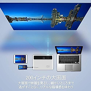 Mini WiFi Projector for iPhone, ELEPHAS Movie Projector with 1080P HD Portable Projector Supported 200" Screen, Compatible with Android/iOS/HDMI/USB/SD/VGA[2021 Latest Version], White