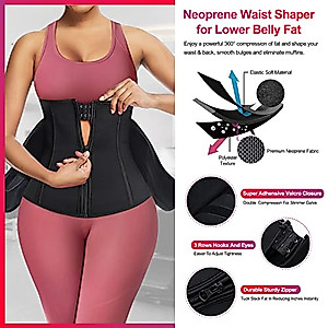 TrainingGirl Women Waist Trainer Cincher Corset Tummy Control Workout Sweat Band Slimmer Belly Belt Weight Loss Sports Girdle (Black, Large)