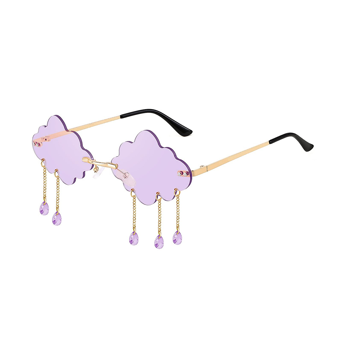 FEISEDY Retro Cloud RimlessTassel Sunglasses Women Funny Party Disco Dripping Cloud sunglasses Eyewear B2834