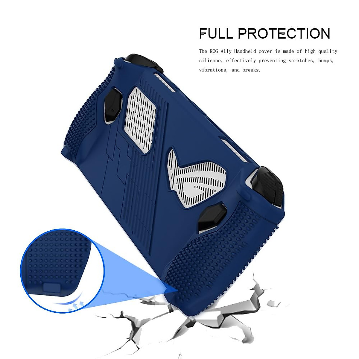 ROG Ally Silicone Protective Case Compitable with ASUS Rog Ally 7 inch 120Hz Gaming Handheld, FiiMan Soft Full Body Cover Case with Anti Slip & Shockproof (Blue)