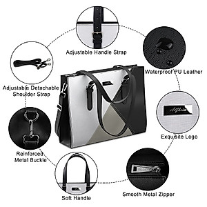 Alfheim Laptop Tote Bag for Women 15.6-16 inch Ladies Shoulder bag with Strap, Travel Business Large PU Leather Briefcase for Office Shopping,Compatible with Macbook Air/Macbook Pro 15.6 inch