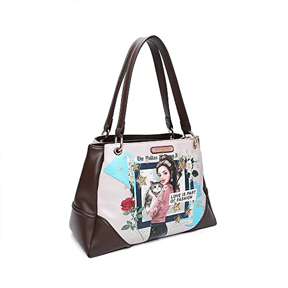 Nicole Lee FASHION LOVE CAT PRINT SATCHEL