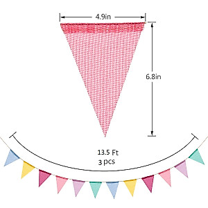 72 Flags Imitated Burlap Pennant Banner Multicolor Fabric Triangle Flag Bunting for Summer Party and Festival Classroom Hanging Decoration