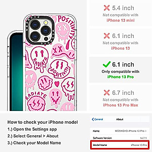 MOSNOVO iPhone 13 Pro Case, Pink Dripping Positivity Radiate Smiles [ Buffertech Impact ] Transparent Shockproof Protective TPU Bumper Clear Phone Case Cover Designed for iPhone 13 Pro 6.1"