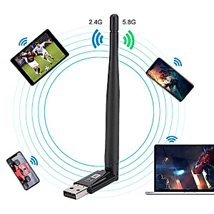 ASHATA Network Adapter, RTL8821CU 600M Drive Band PC LAN Card for USB Bluetooth Adapter