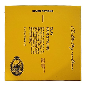 SEVEN POTIONS Hair Clay For Men and Women 3.4 fl oz - High Hold Matte Pomade - Effortless Hair Styling Product That Leaves No Residue - Water Based - Natural, Vegan, Cruelty Free