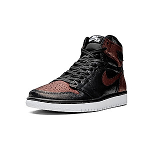 Nike Womens Air Jordan 1 Hi OG Fearless Black/Black-MTLC Rose Gld Synthetic Size 7