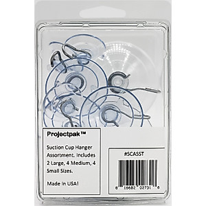Projectpak Suction Cup Hooks Combo Pack - 10 Pack, Powerful Window Hanging Suction Cups for Glass, Mirrors, Stained Glass, Doors | 2 Large, 4 Medium, 4 Small