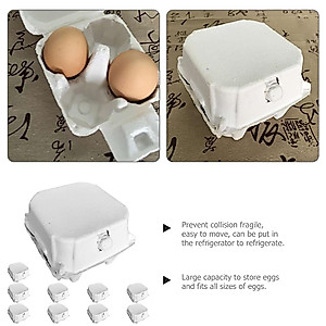 Yardwe 10Pcs Paper Egg Cartons, 4 Pulp Egg Cartons Egg Holders Eggs Storage Containers Egg Trays for Kitchen Farm Market Fridge Transport, White