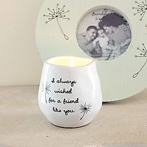 Pavilion Gift Company 77114 Plain Dandelion Always Wished for a Friend Like You White Ceramic Soy Serenity Scented Candle