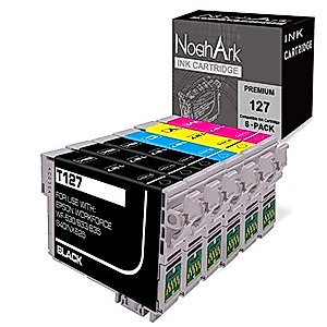 NoahArk 6 Packs T127 Remanufacture Ink Cartridge Replacement for Epson 127 T127 use for Workforce 545 845 645 WF-3540 WF-3520 WF-7010 WF-7510 WF-7520 NX530 NX625 (3 Black 1 Cyan 1 Magenta 1 Yellow)