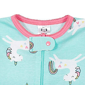 Gerber Baby Girls' 2-Pack Footed Pajamas, Unicorns Pink, 18 Months