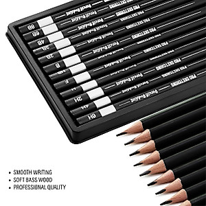Pencil Buddies Sketch Pencils for Drawing, Triangular Drawing Pencils Set, 12 Pack Art Pencils for Drawing & Shading, Graphite Shading Pencils for Sketching, Adults & Kids, 8B-6H