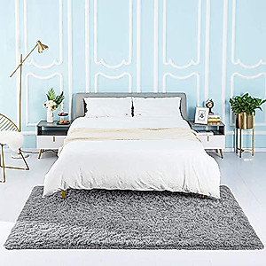 Guucha Premium Fluffy Area Rug, 5x7 Feet Soft and Fuzzy Shag Rugs for Boys Girls, Cozy Carpet for Bedroom Living Room Nursery with Strong Backing, Grey