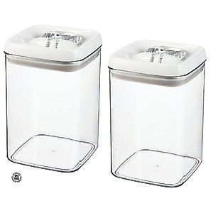 (2 Pack) Felli Flip Tite Acrylic Food Storage Rectangular Canister, 115 oz.,Clear