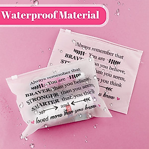 100 Pcs Inspirational Gifts for Girls Women Travel Cheer Makeup Bag Bulk Loved Quotes Cosmetic Bags with Zipper Thank You Encouragement Birthday Gift Bag for Nurse Teacher Friend (You Are Braver)