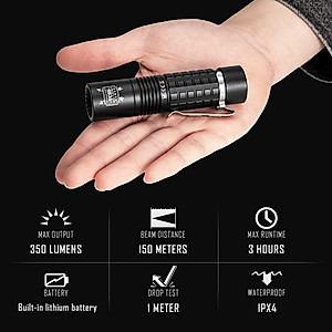 VIPERADE LED Flashlights, Mini Flashlight, Ultra Bright, Powerful Rechargeable Flashlights, Durable Pocket Flashlight for Outdoor, Camping, Hiking and Emergency (MK8)