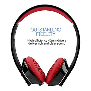 MEE audio Runaway 4.0 Bluetooth Stereo Wireless + Wired Headphones with Microphone (Black/Red)