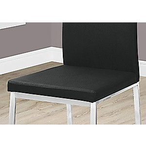 Monarch Specialties 1092 Chair, Set of 2, Side, Upholstered, Kitchen, Dining Room, Pu Leather Look, Metal, Chrome, Contemporary, Modern Chair-2Pcs, 17" L x 19.75" W x 38" H, Grey|Black