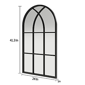 ironsmithn Arched Mirror, 41.3"x24" Windowpane Mirror, Window Finished Metal Mirror, Black Grid Mirror for Decor Living Room Fireplace Entryway Bedroom Hallway