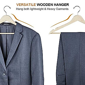 ELONG HOME Solid Wooden Hangers 20 Pack, Wood Coat Hangers with Extra Smooth Finish, Precisely Cut Notches and Chrome Swivel Hook, Wooden Clothes Hangers for Shirt Suit Jacket Dress