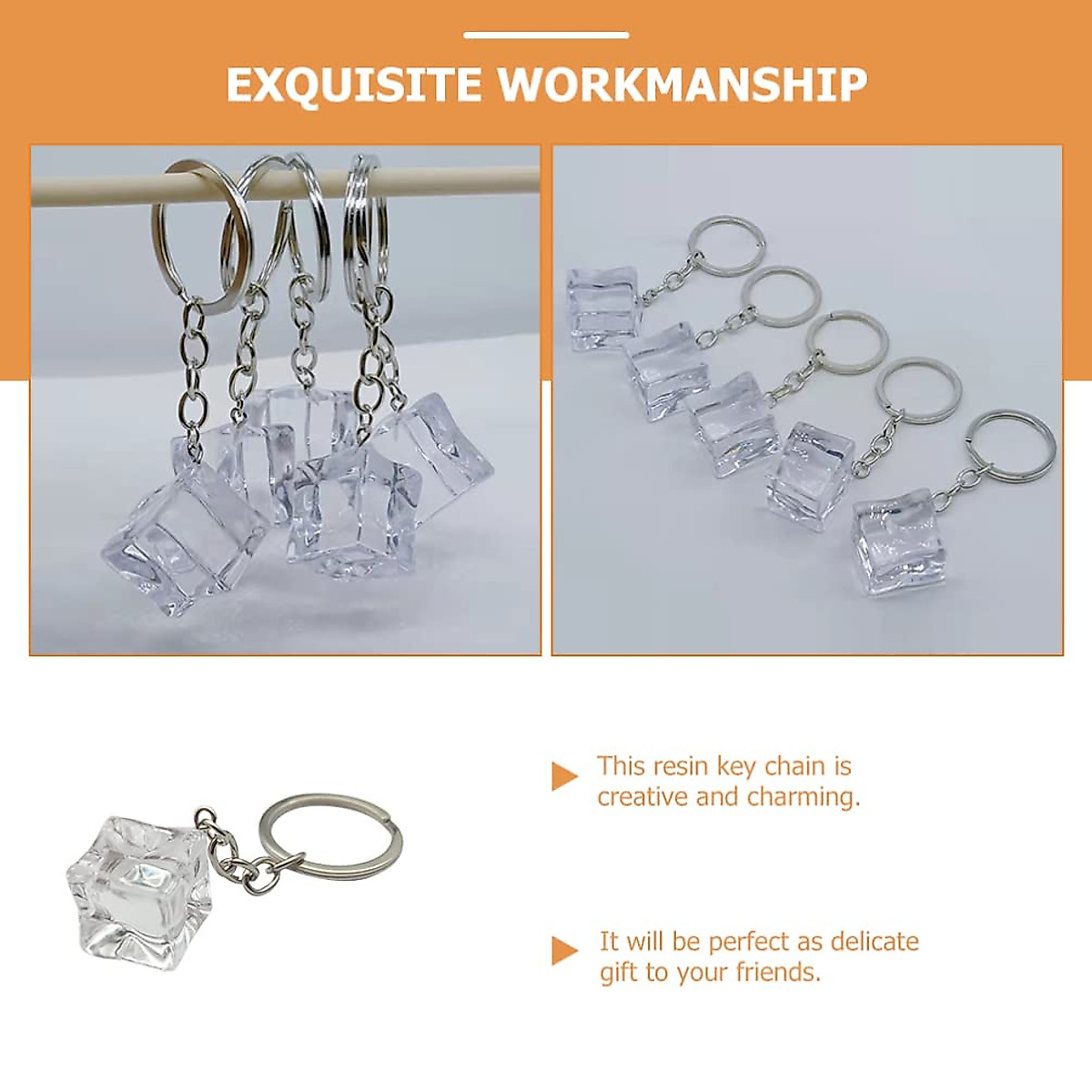 Holibanna Ice Cube Key Chain Resin Ice Keychain Key Ring Car Bag Keychain Accessories