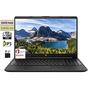 2021 Newest HP 15.6” FHD IPS Anti-Glare Thin Laptop Computer,Intel Celeron N4020 Processor,Dual Core up to 2.8 GHz, 16GB RAM 128GB SSD,HDMI,WiFi,Win10 S,Up to 9 Hours +1-Year Office 365+Marxsol Cables