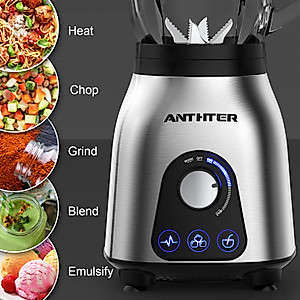 Anthter Professional Blender, 950W High Power Countertop Blenders for Kitchen, 50 Oz Blender Glass Jar for Shakes, Ideal for Smoothies,Crush Ice,Purees,Stainless Steel