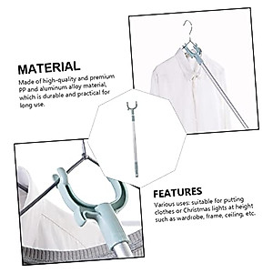 Cabilock retractable clothes rail garment pole retractable clothes pole retractable clothesline rod reach pole stainless steel hooks Home Clothes Rod Aluminum Rod Handle spring wardrobe rod