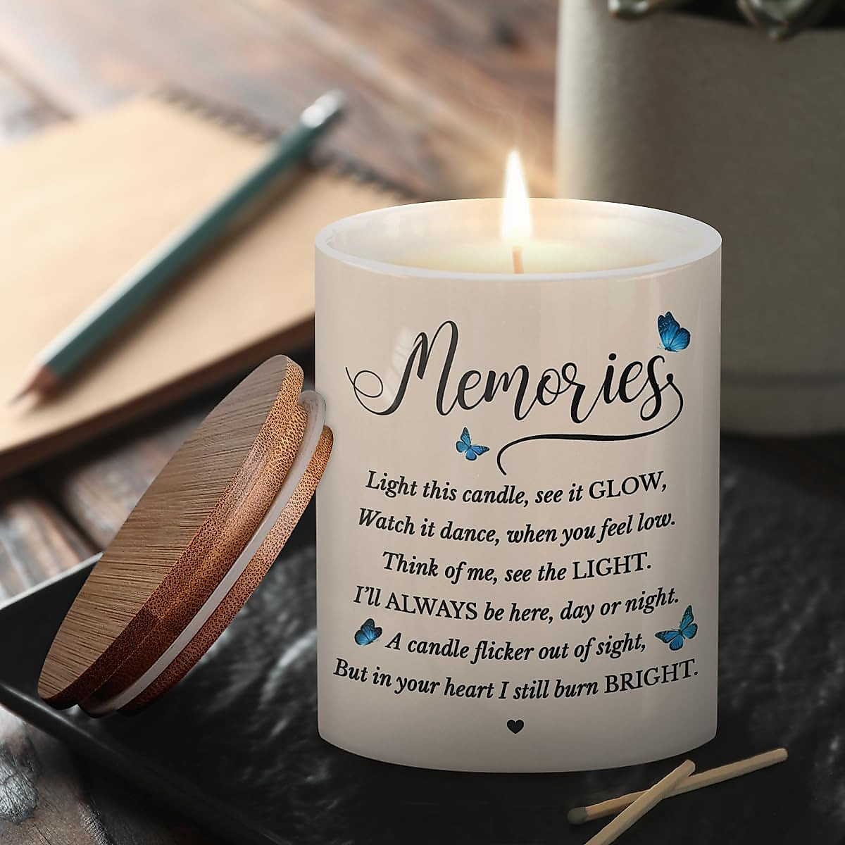Memorial Candle for Loss of Loved One - in Loving Memory Ceramic Jar Scented Candles - Rememberance Candle Sympathy Gifts Remembrance Condolences Gifts