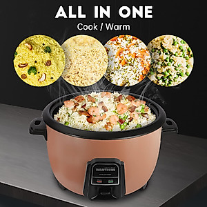Wantjoin Rice cooker Stainless Rice Cooker & Warmer Commercial Rice cooker for party and family(10L capacity for 4.2L rice,42CUPS) Brown