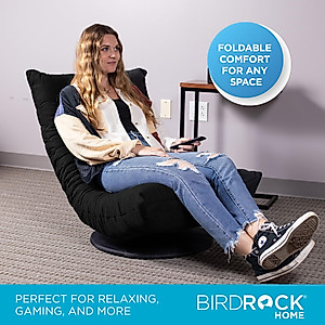 BIRDROCK HOME Swivel Floor Chair for Adults & Kids - 360-Degree Rotating Lounge Chair - 8" Thick Cushion Banana Chair Foldable & Comfy Back Support Seat for Gaming Reading Watching Relaxing - Charcoal