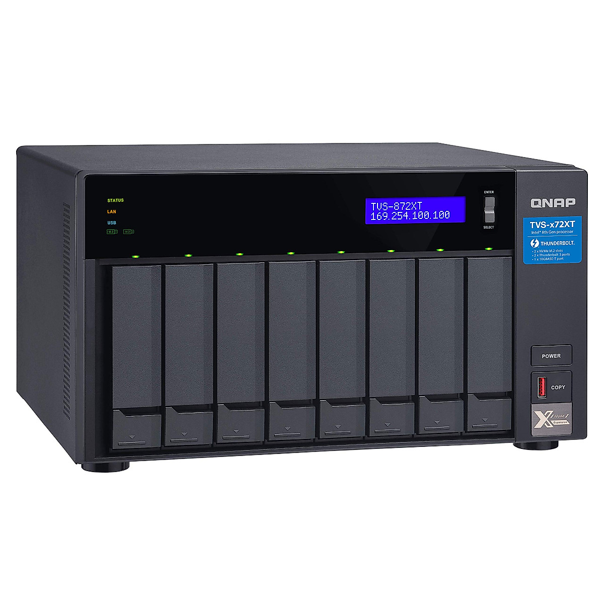 QNAP TVS-872XT-i7-16G-US Ultra-High Speed 8 Bay Thunderbolt™ 3 NAS. Intel® Core™ i7 6-Core Procssor, 16GB RAM