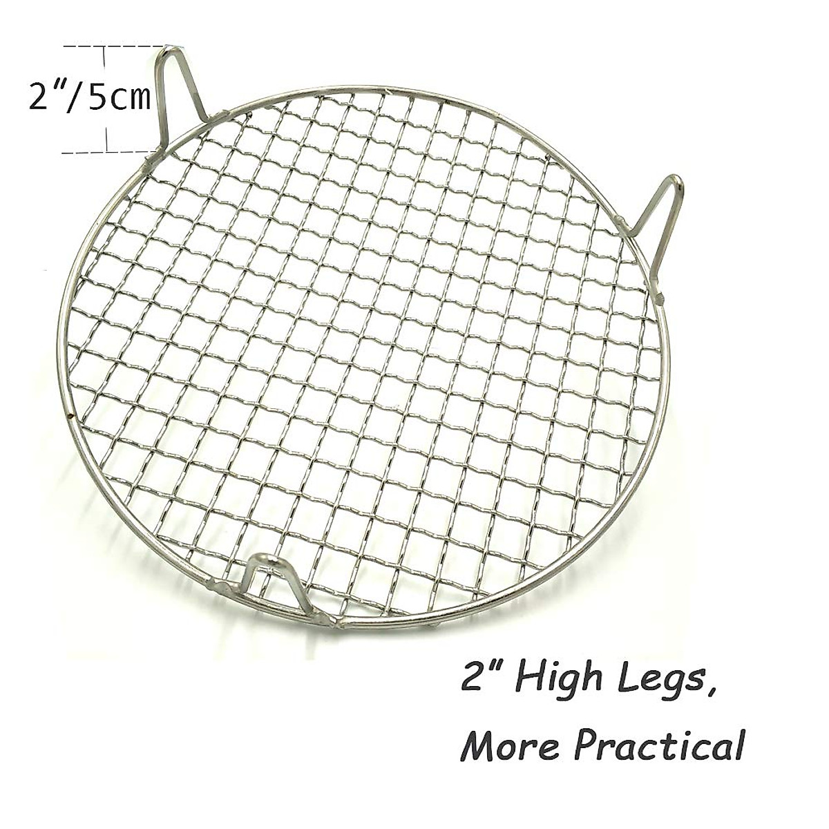 Turbokey Round Canning Rack Stainless Steel with 2" Height Legs Dia 8.25" Heavyweight Cross Wire Steaming Cooling Barbecue Rack/Carbon Baking Net/Grill/Pan Grate (210mm/8.25")