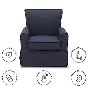 Delta Children Upholstered Glider Swivel Rocker Chair, Sailor Blue