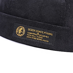 Men Hats Docker Cap Hats Beanie Sailor Cap Worker Hat Rolled Cuff Retro Brimless Hat with Adjustable