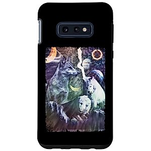 Galaxy S10e Wolf Winter Galaxy Planets Space Wolves Case