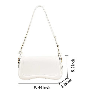 Qiayime Shoulder Bags for women Faux Leather Fashion Ladies Crossbody Clutch Purses Underarm Small Bag Tote Handbag (White)