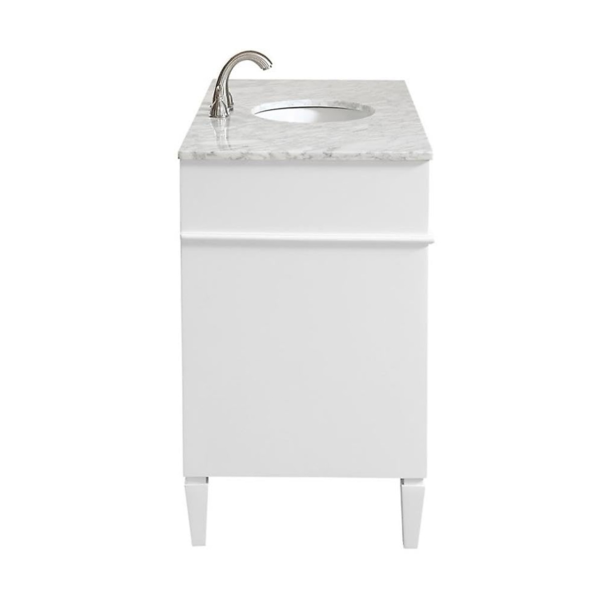 Elegant Kitchen and Bath 48 inch Single Bathroom Vanity Cabinet Set with White Marble Countertop - White