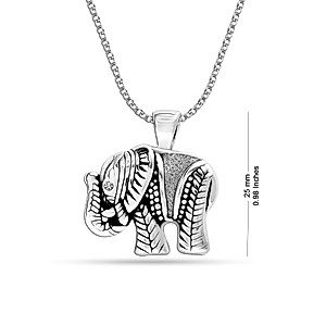 LeCalla 925 Sterling Silver Elephant Necklace Jewelry Antique Beautifully Carved Elephant Pendant Necklace for Women