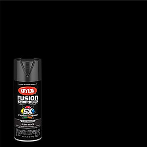 12 oz Krylon K02702007 Black Fusion All-In-One Paint & Primer Spray Paint, Gloss