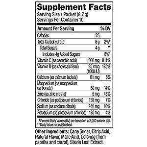 OLLY Immunity + Electrolytes Powder, Immune & Hydration Support, Vitamin C, D, Zinc, Drink Mix, Citrus Peach - 10 Count