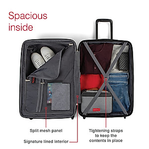 SWISS MOBILITY AHB Collection 3 Piece Hard Shell Luggage Set, Expandable Suitcases with 360-Degree Spinner Wheels, Retractable Handle, 20 Inch Carry On, 24 Inch Mid-size, 28 Inch Large Bags, Black