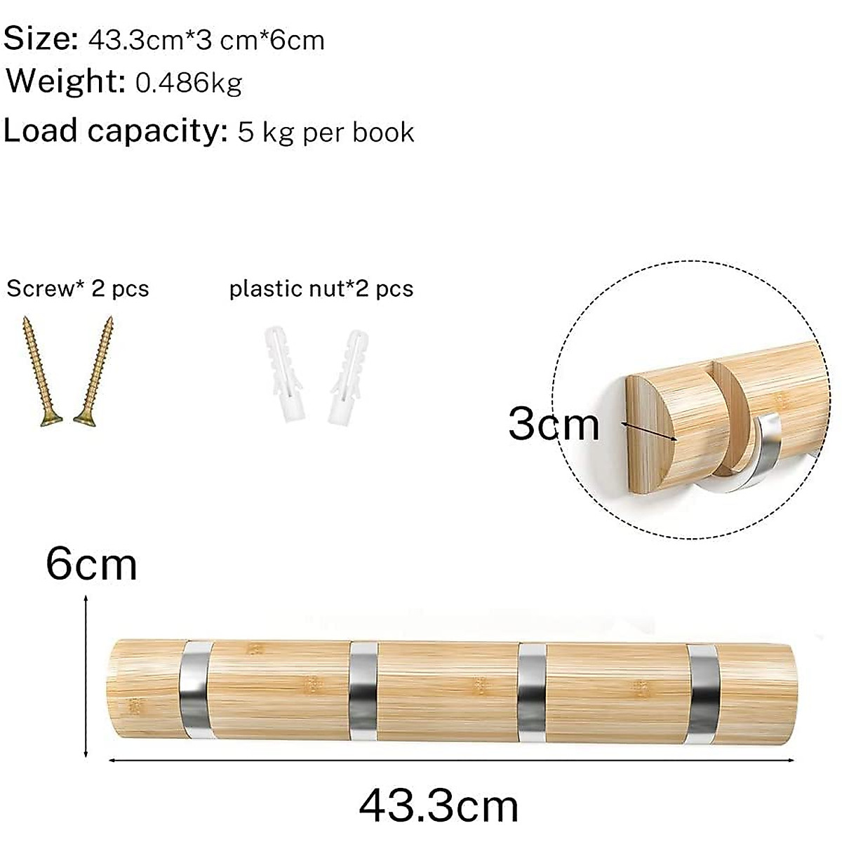 HILIROOM HILIROOM Coat Rack Wall Mount with 4 Retractable Hooks, Sleek, Modern, Space-Saving Wall Mounted Coat Rack, Coat Hanger with Folding Hooks for Hanging Coats,Hats,Scarves,Keys and More