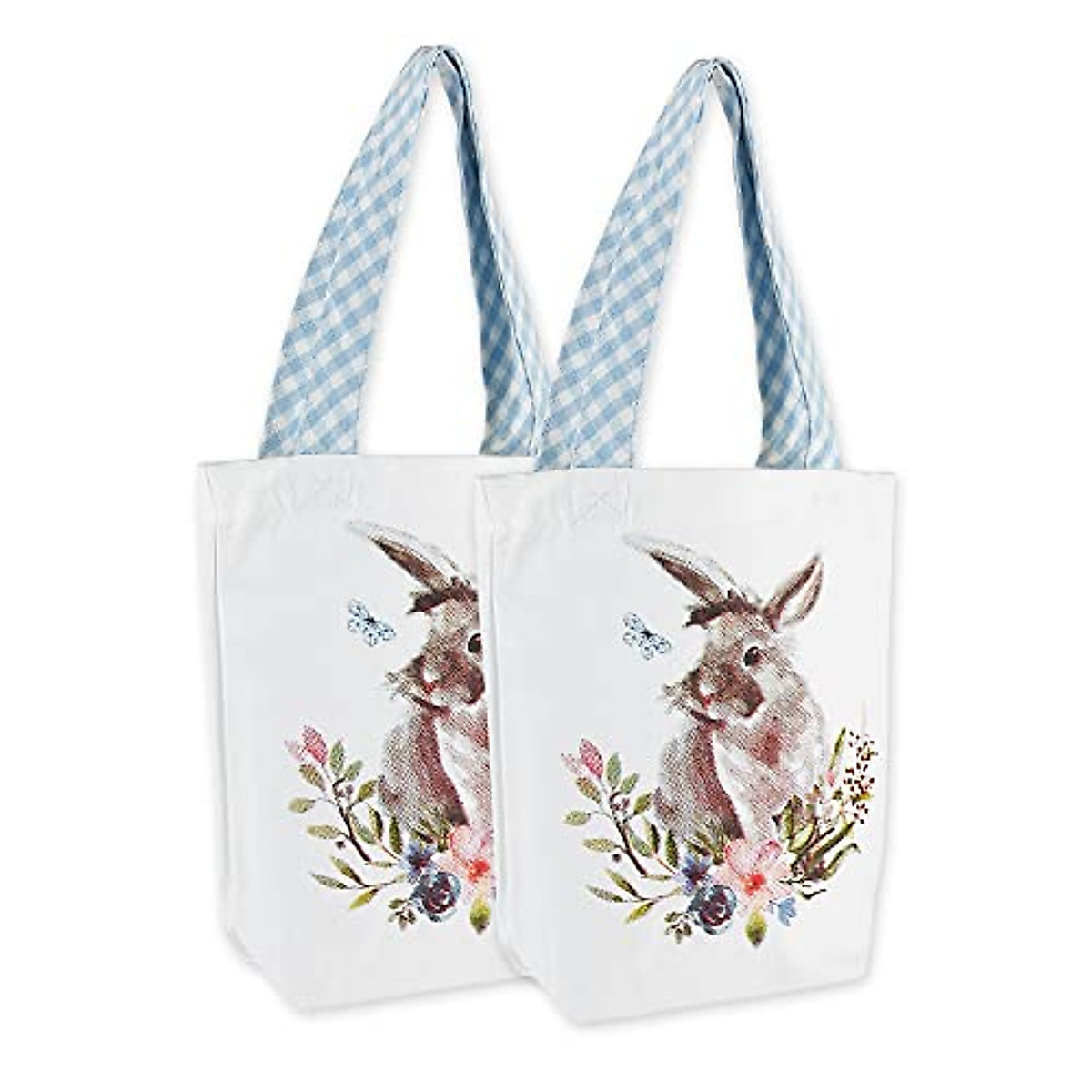 DII Easter Basics Collection Springtime Kitchen Essentials, Gift Bag Set, 9x8.5x3", Garden Bunny Rabbit, 2 Piece