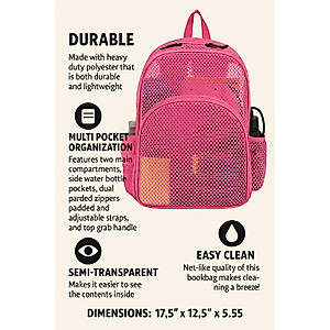 Eastsport Mesh Backpack With Adjustable Padded Shoulder Straps (Pink)