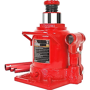 BIG RED T92007A Torin Hydraulic Stubby Low Profile Welded Bottle Jack, 20 Ton (40,000 lb) Capacity, Red