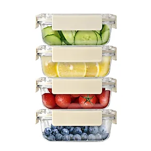 YSSOA Food Meal Prep Containers with Exclusive Glass Lids, Glass Storage Containers with Lids, BPA-Free, Glass Lunch Boxes for Lunch, Pantry Organizers and Storage, Freezer to Oven Safe, Leak Proof